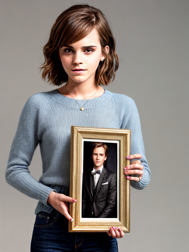 Emma Watson holding a picture frame.