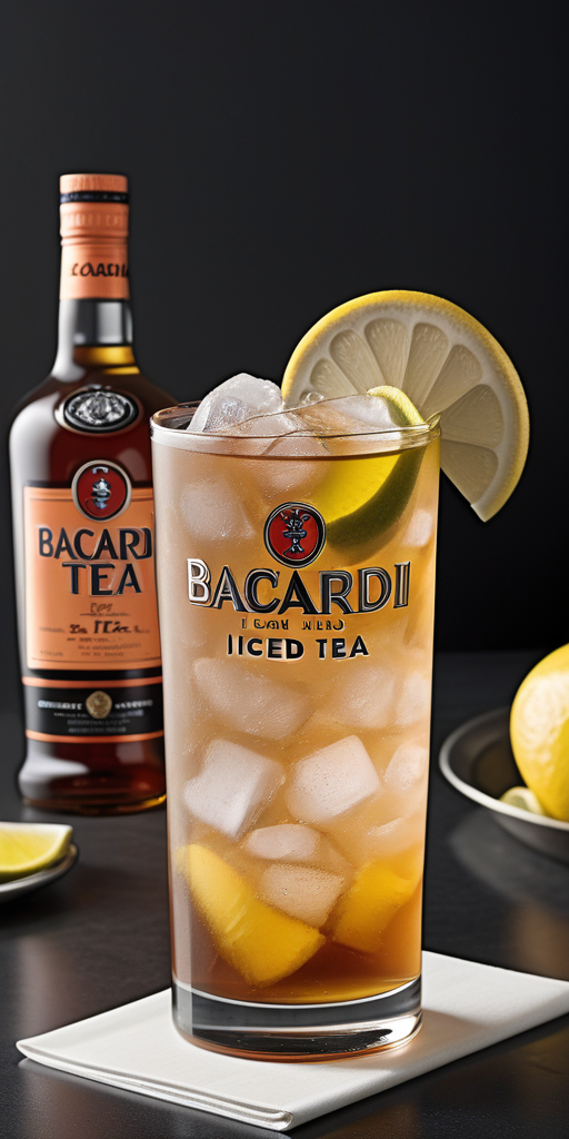 Refreshing Bacardi Iced Tea Cocktail with Lemon and Ice in a Glass