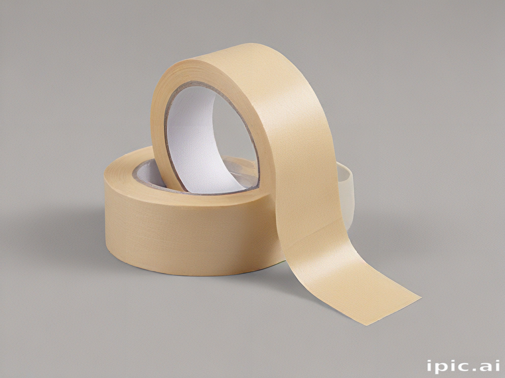 Two Rolls of Beige Adhesive Tape on a Neutral Background