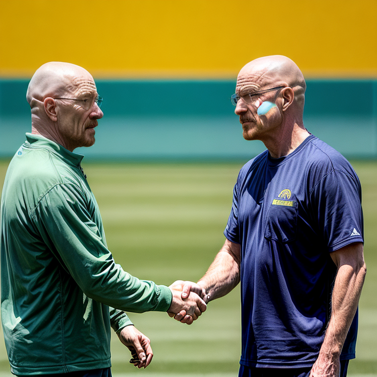 walter white and sponge bob shake hand