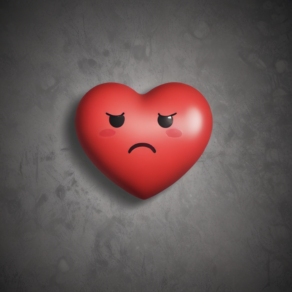 A Sad Heart Emoji Expressing Disappointment and Heartache on a Dark ...