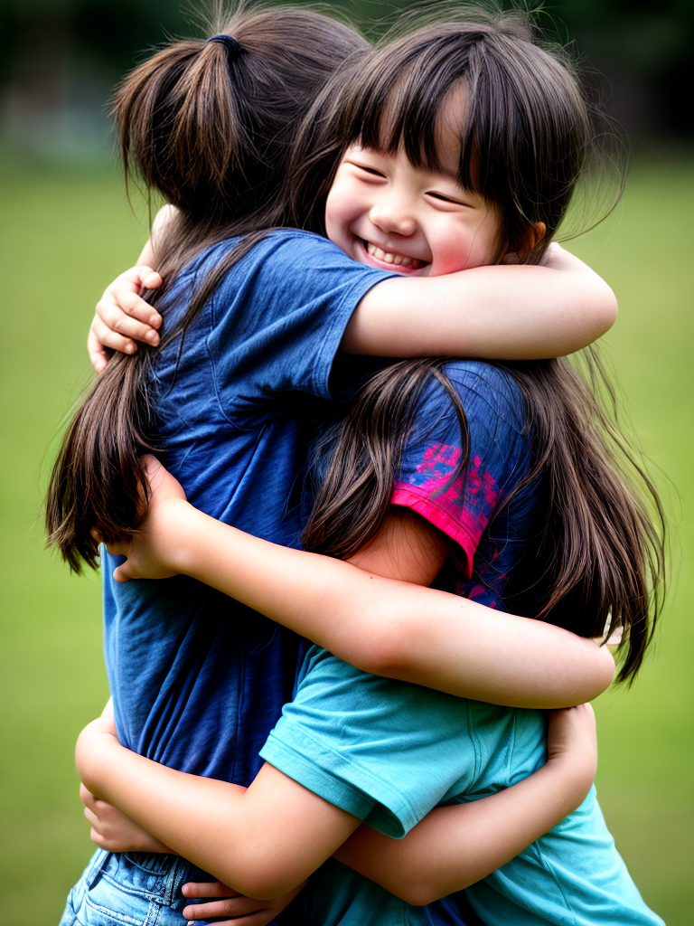 Girls hug