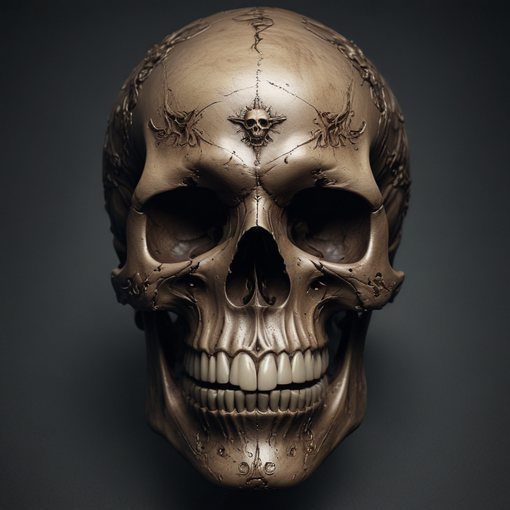 Intricately Designed Skull Sculpture with Detailed Patterns and ...