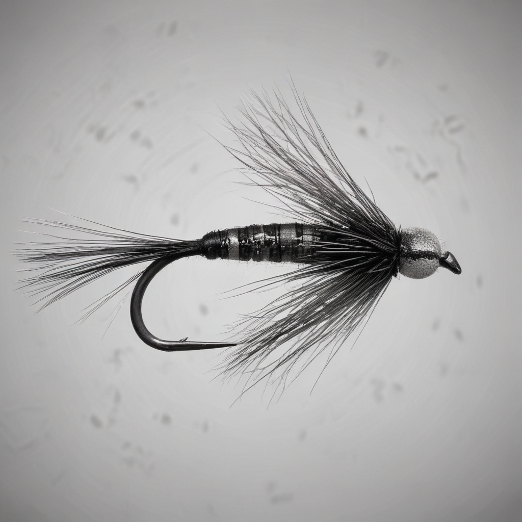 stylized adams dry fly pattern black and white