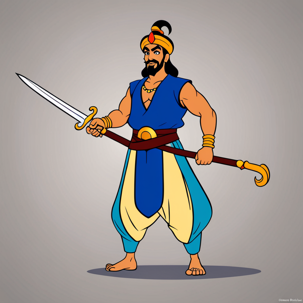 The guard of the Sultan of Agrabah from the cartoon Aladdin walks with ...