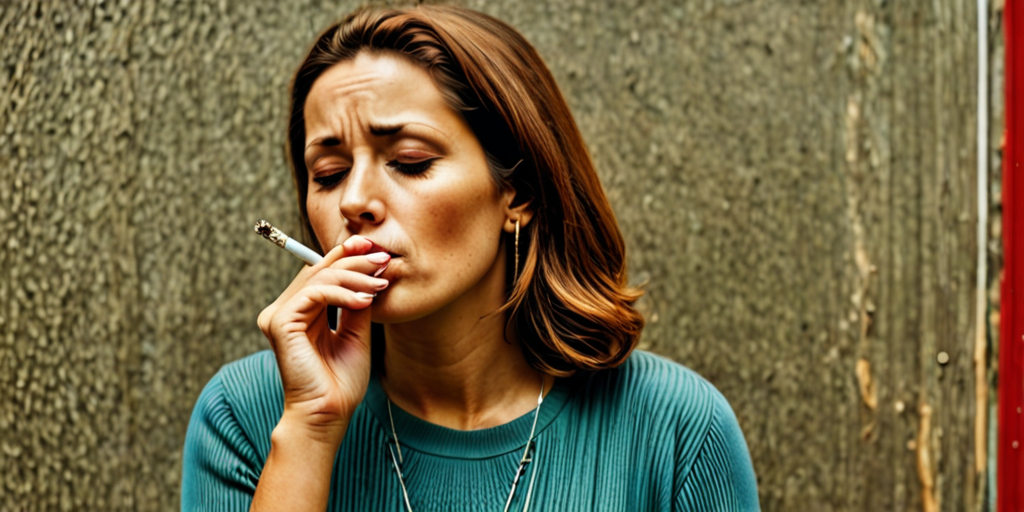 Sad woman smoking