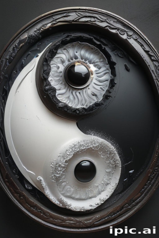 Intricate Yin Yang Design with Black and White Swirls and Patterns