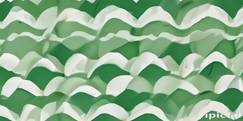 Abstract Green and White Wavy Pattern with Textured Layers and Depth