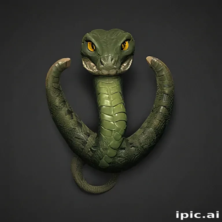 Intriguing Fantasy Creature: A Serpent with Dual Heads and Fierce Eyes