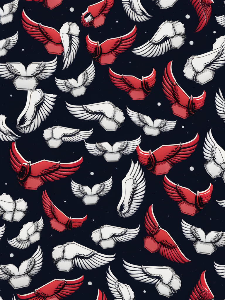 Colorful Pattern of Various Wing Designs in Red and White