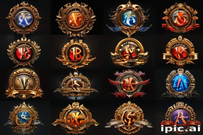 Intricate Collection of Colorful Emblems Representing Various Fantasy ...
