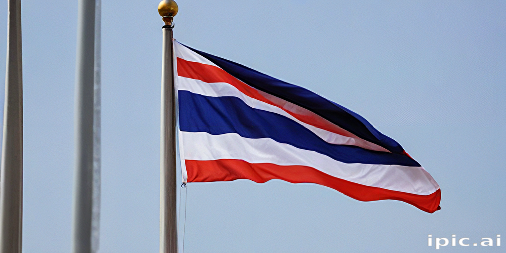 Vibrant Colors of the Thai Flag Flying Proudly Against Clear Sky