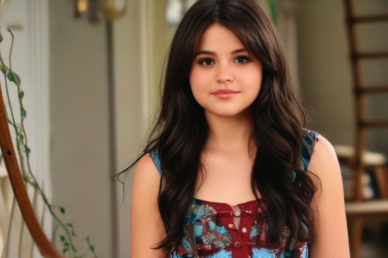 Young Girl in Colorful Dress with Long Dark Hair and Bright Smile