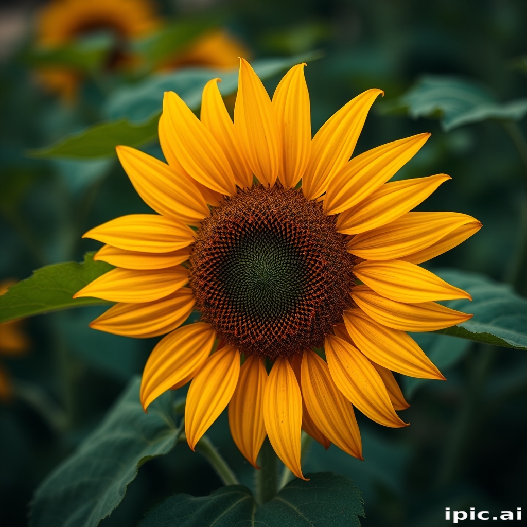 Vibrant Sunflower Blooming Amidst Lush Green Foliage in Nature's Splendor