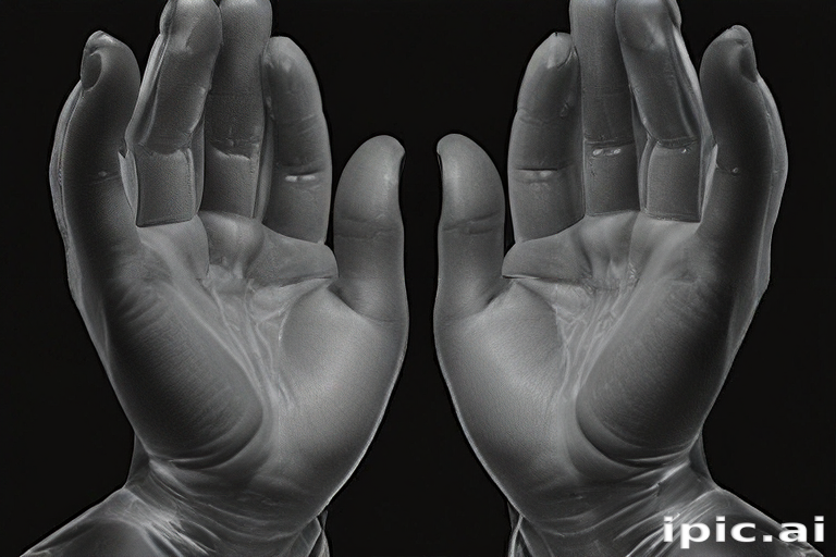 Translucent Hands Displaying Intricate Details Against a Dark Background