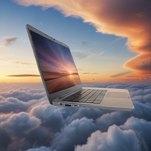 laptop is flying in sky