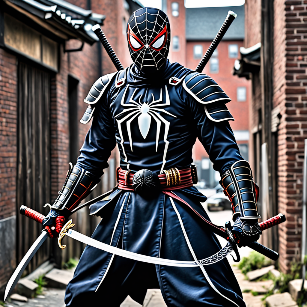 Spider-Man as a black samurai