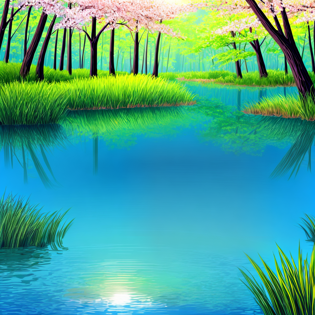 A Spring. In the forest. The Water is clear. Vector style