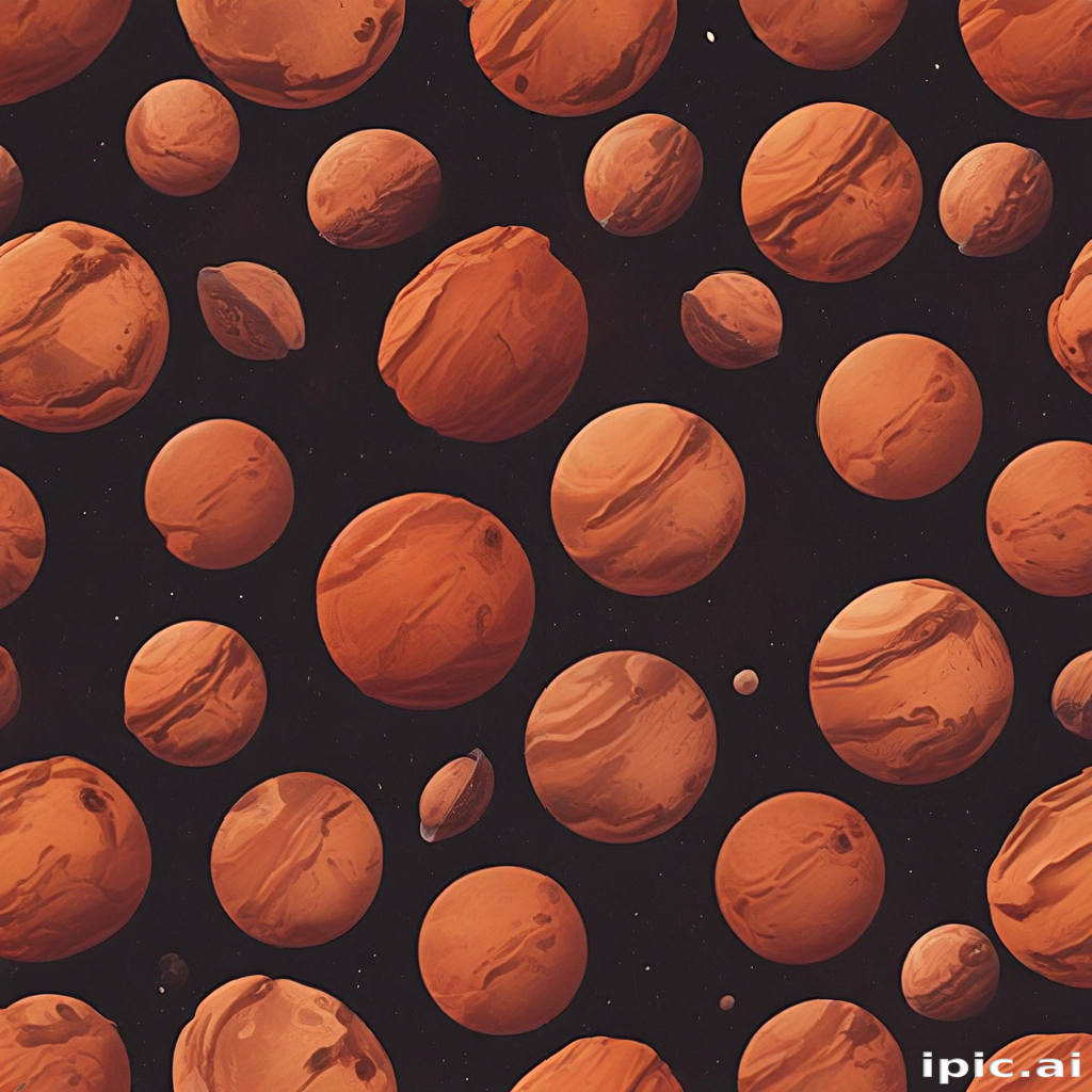 Colorful Array of Mars-Like Planets Against a Dark Cosmic Background