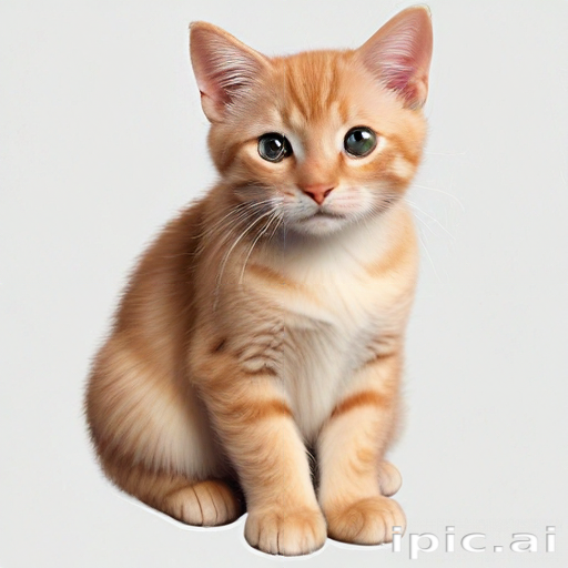A Cute Orange Tabby Kitten Sitting Adorably Against a White Background.