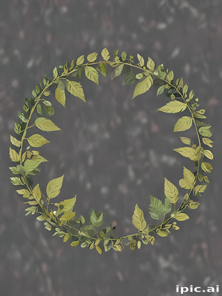 Elegant Circular Wreath of Green Leaves on a Subtle Background