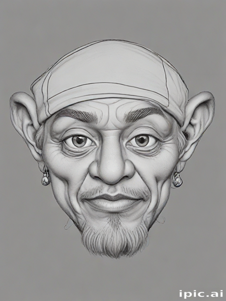 Detailed Portrait of a Unique Character with Distinctive Facial Features