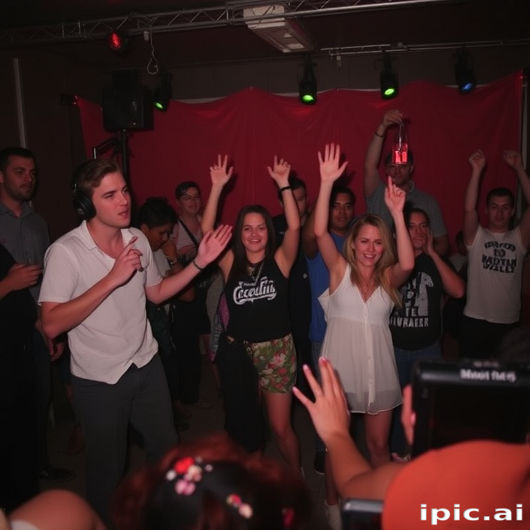 Exciting Dance Party Atmosphere with Friends Enjoying Music and Fun ...
