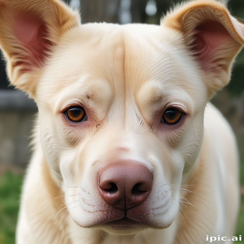 Close-Up Portrait of a Beautiful Light-Colored Dog with Expressive Eyes
