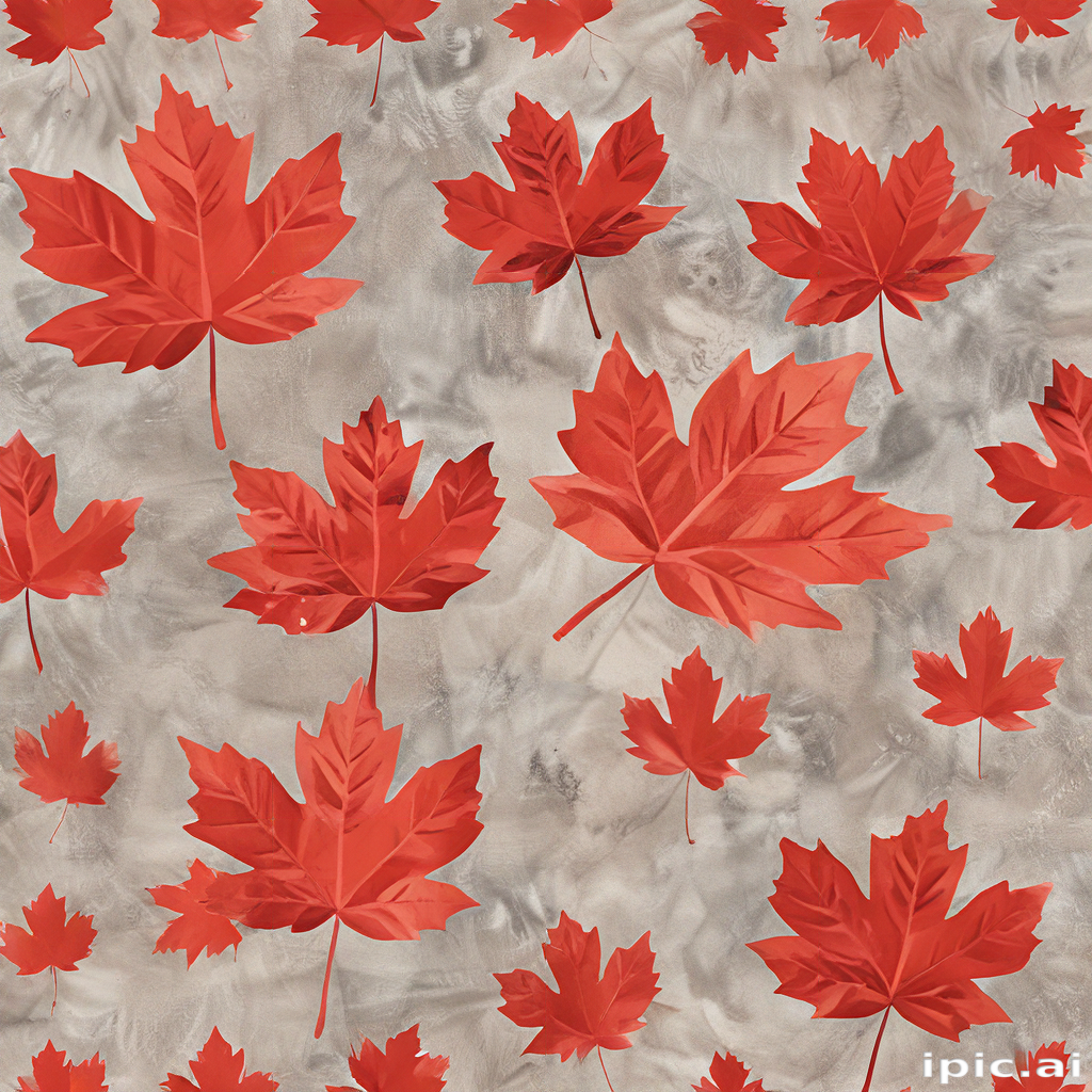 Autumn Leaves in Vibrant Red Against a Soft Neutral Background Design