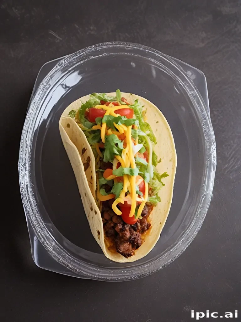 Delicious Taco Filled with Seasoned Meat, Fresh Vegetables, and Cheddar ...