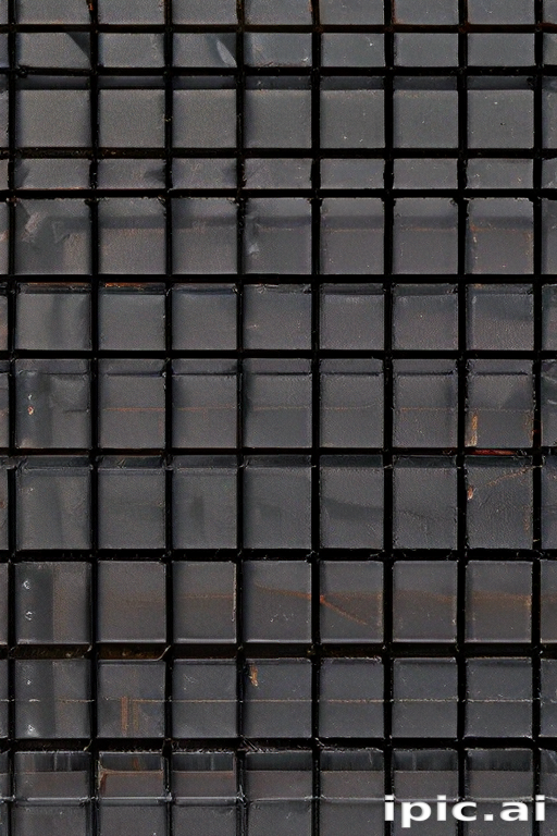 Close-Up View of a Grid Pattern on a Dark Surface