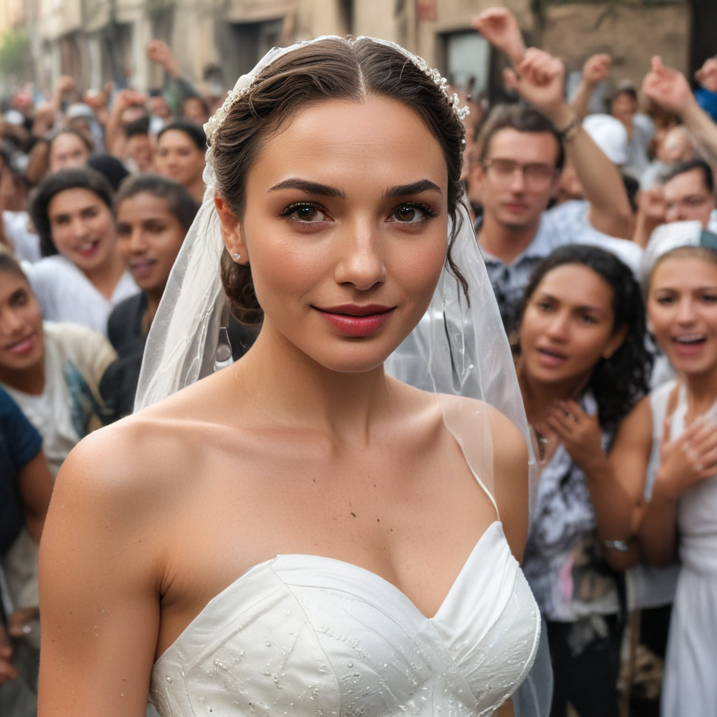 Gal gadot bride crowd slum