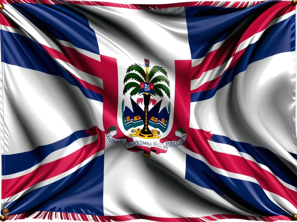 The Vibrant National Flag of the Dominican Republic with Symbolic Elements