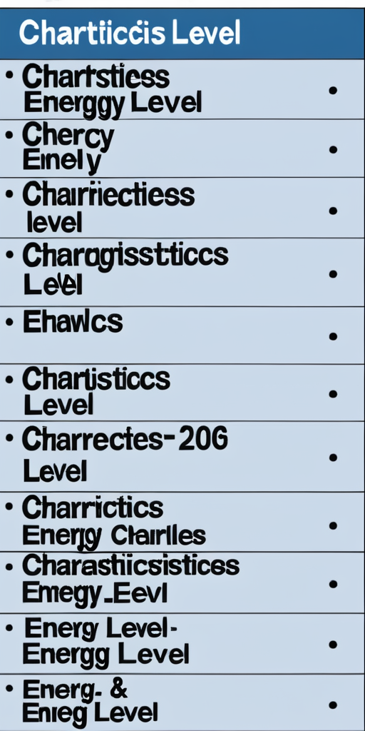 Overview of Various Energy Levels and Charactistics in Chart Format