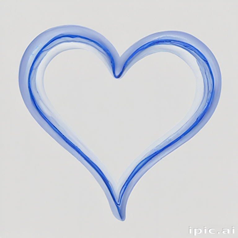 Delicate Blue Heart Outline on a Soft White Background for Art Enthusiasts