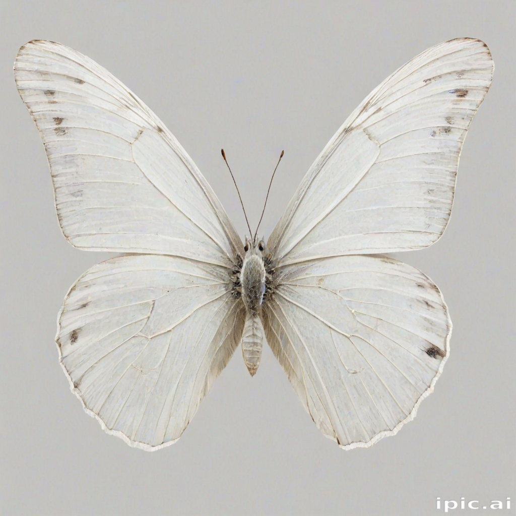Delicate White Butterfly Displaying Its Intricate Wing Patterns and ...