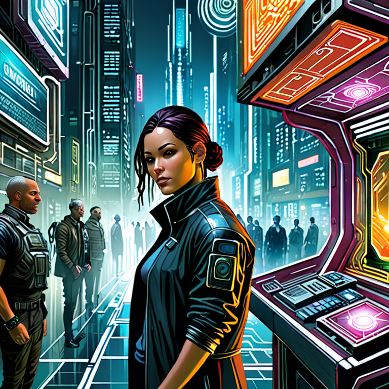 netrunner cyberpunk surreal art