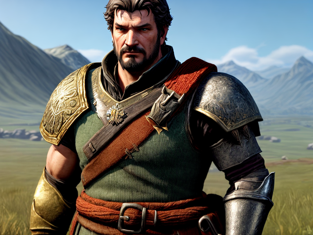 Medieval RPG: Hadrian is an imposing guard, with an upright posture and ...