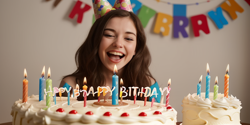 A Joyful Celebration of a Birthday with Colorful Cakes and Candles.