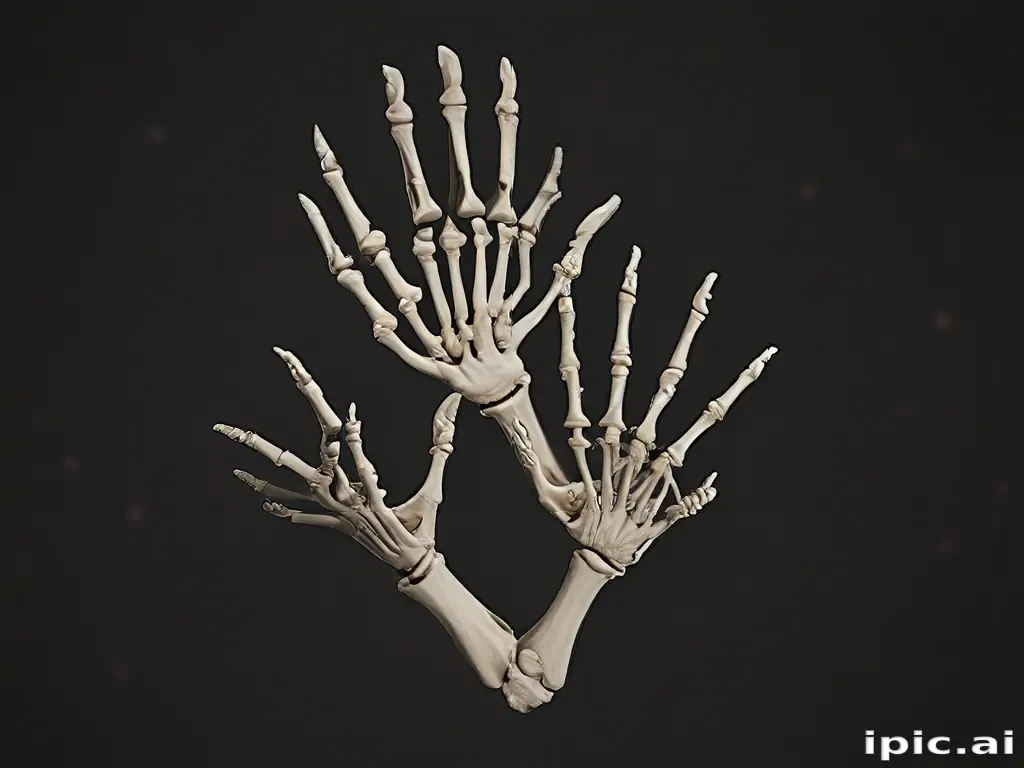 An Intricate Display of Human Skeleton Hands in Various Positions