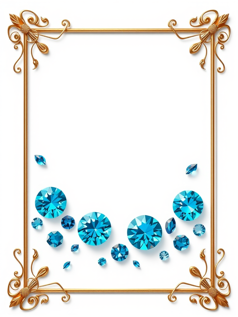 Elegant Gold Frame Adorned with Sparkling Blue Gemstones for Decorating ...