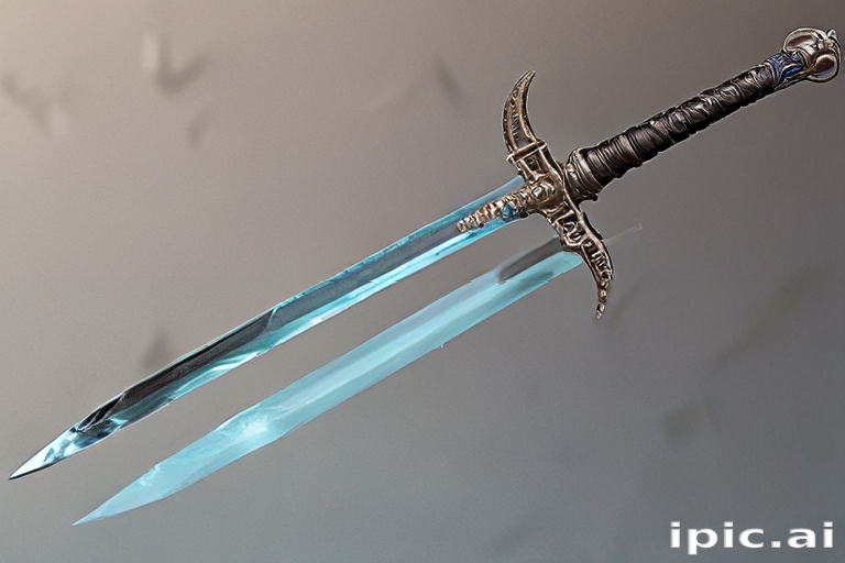 Intricate Dual-Bladed Sword with a Stunning Blue Translucent Design