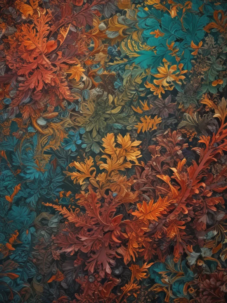 Vibrant Abstract Floral Patterns in Rich Colors of Nature's Palette