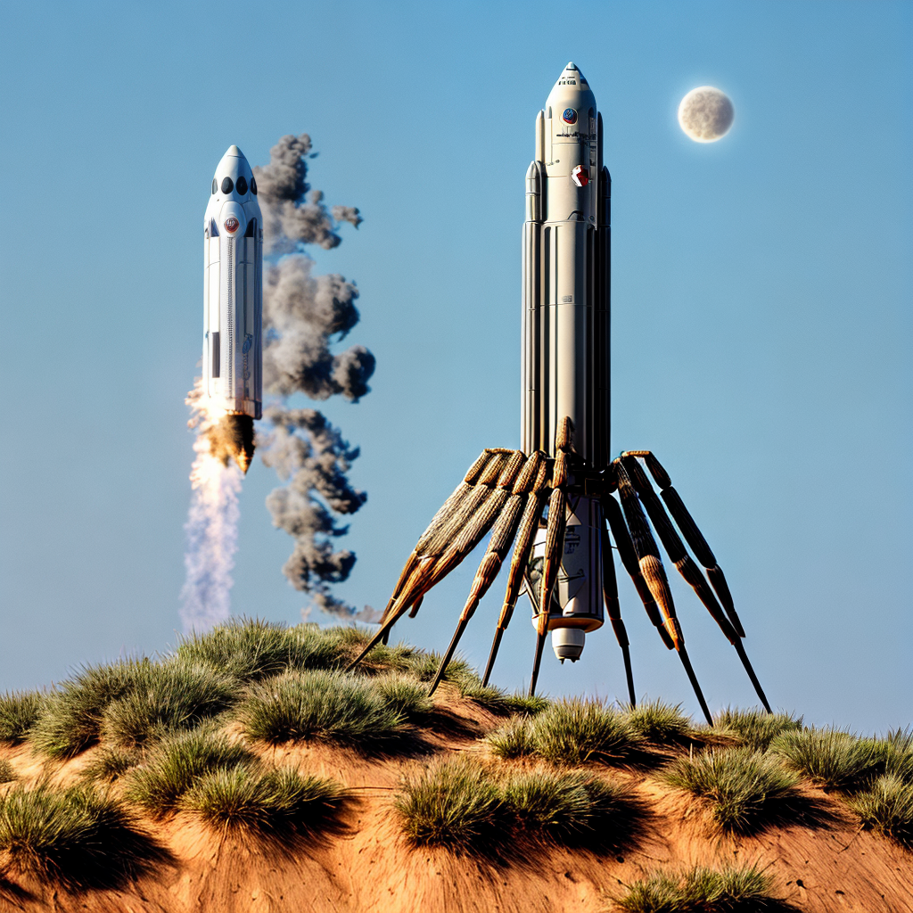 Wolf spider on a rocket