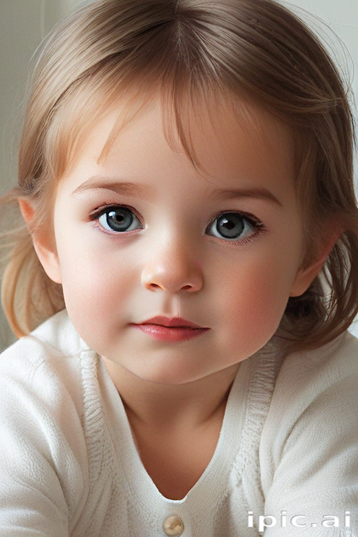 A Sweet and Innocent Child with Bright Blue Eyes and Soft Features.