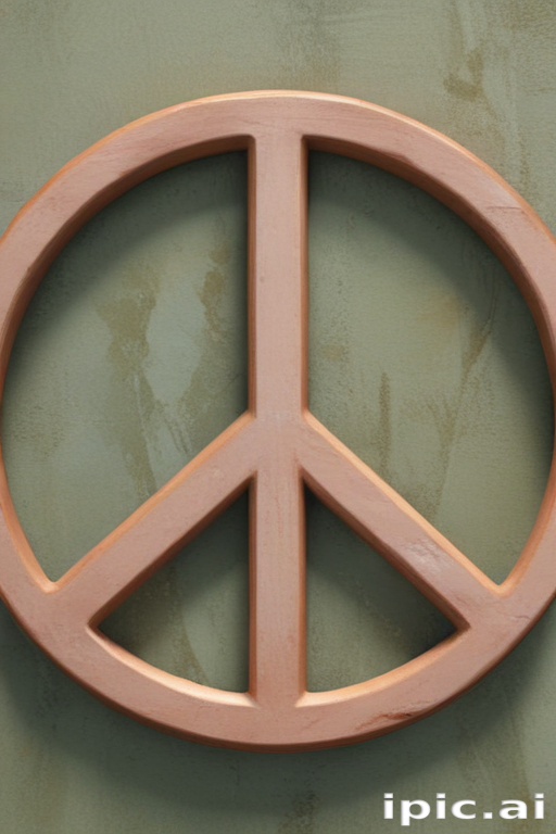 Symbol of Peace: A Wooden Peace Sign Against a Textured Background