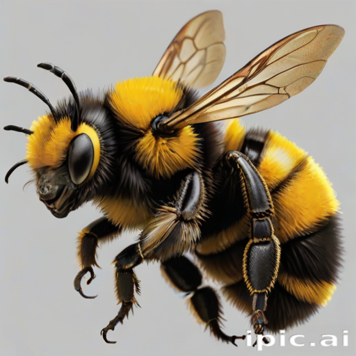 Close-Up of a Vibrant Bumblebee Showcasing Its Detailed Features and Colors