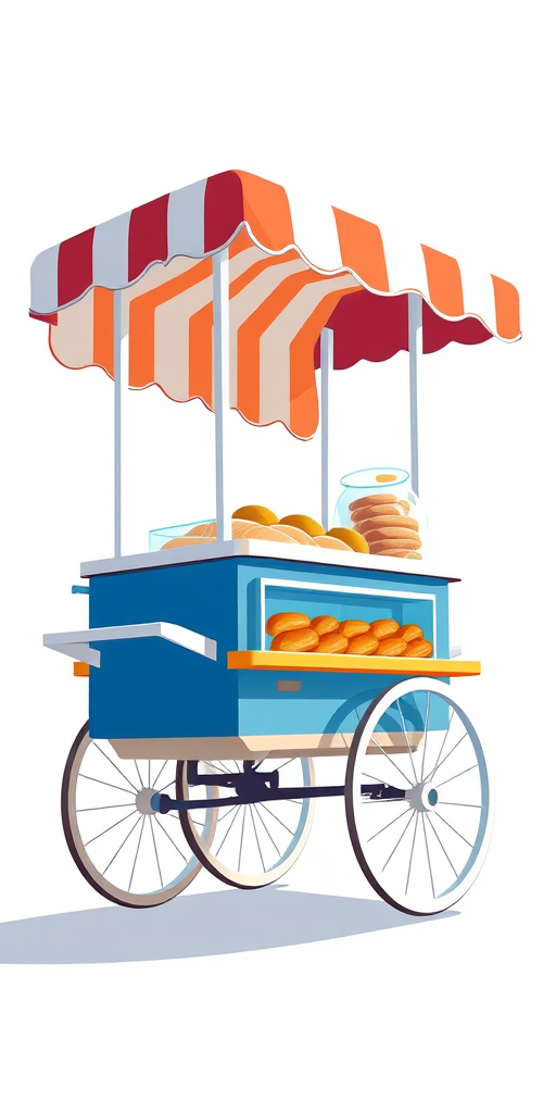 Brightly Colored Food Cart Displaying Delicious Freshly Baked Pastries ...