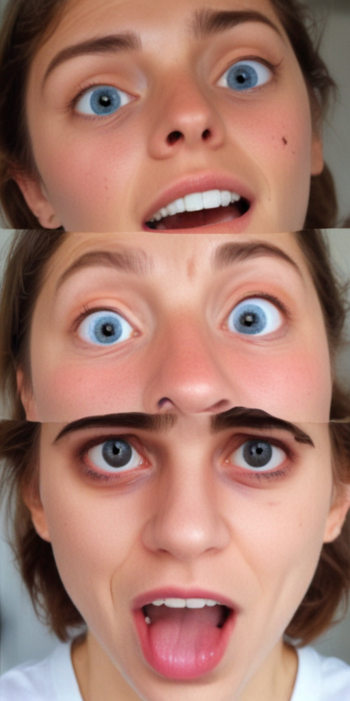 Expressions of Surprise, Fear, and Joy Captured in Three Unique Portraits.