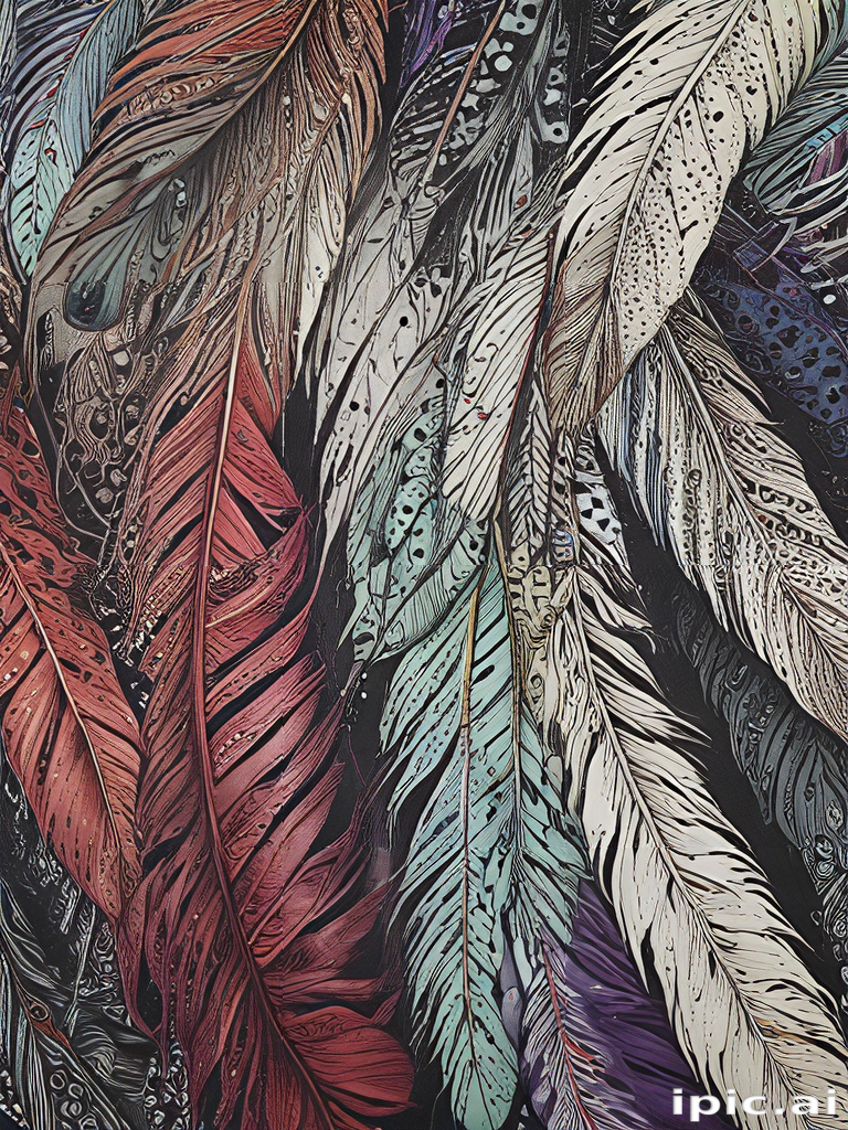 Colorful Collection of Intricate Feathers Displaying Nature's Artistic ...